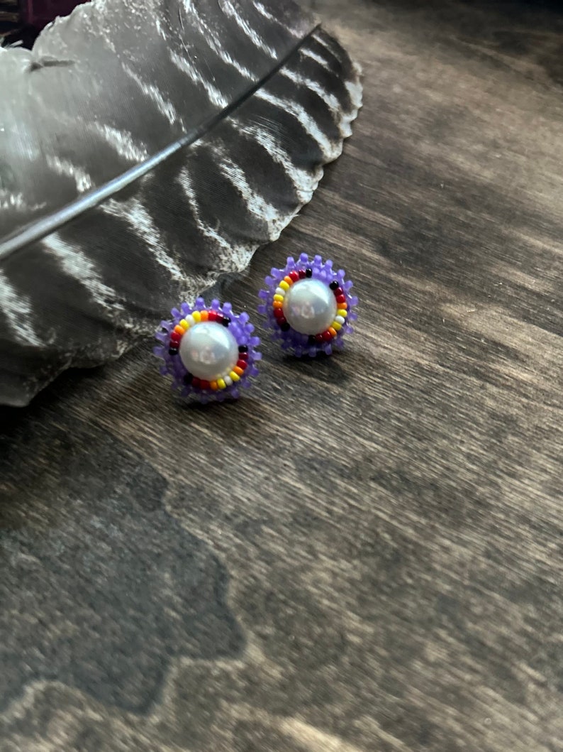Beaded Stud Earrings - Etsy