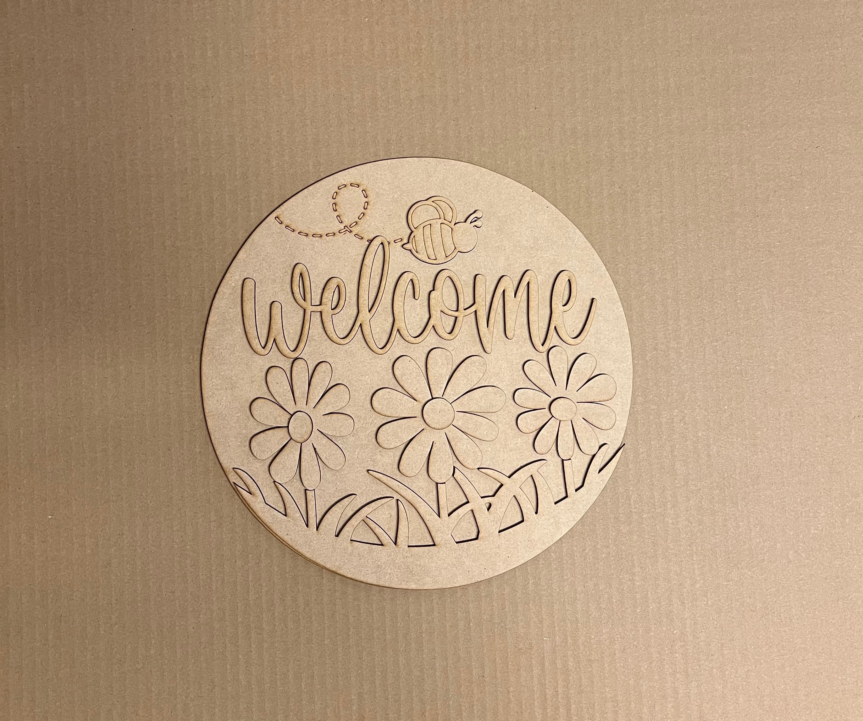 Floral Daisy Welcome Sign With Bee-handcrafted Farmhouse Decor - Etsy
