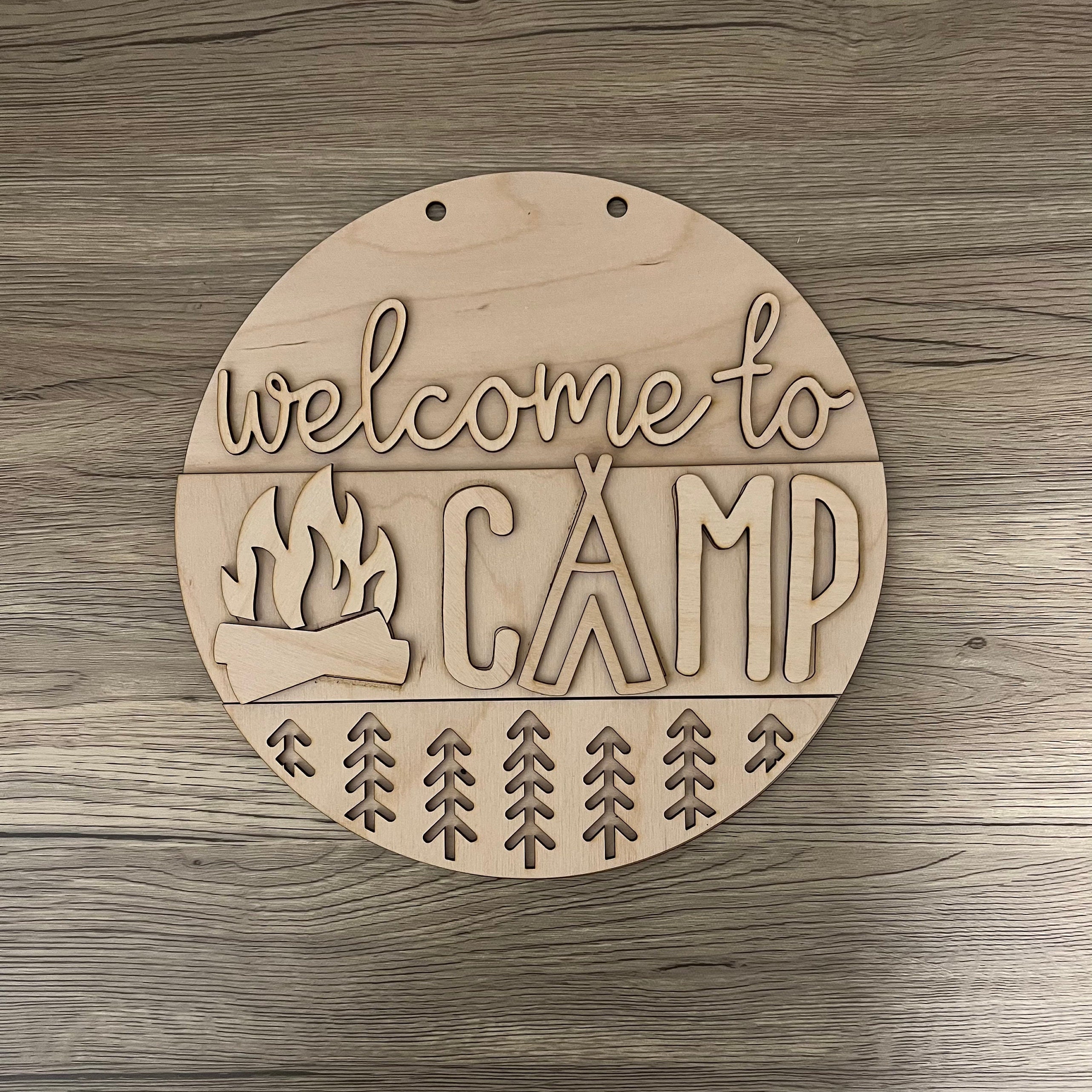 Welcome to Camp Sign, Handcrafted Rustic Outdoor Decor, Wooden Camping ...