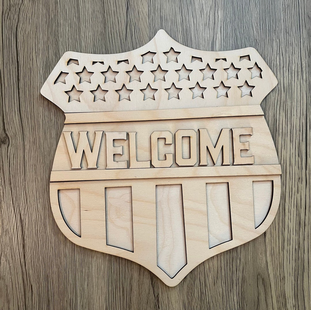 Patriotic Police Welcome, Handcrafted Wooden Sign, Law Enforcement Home ...
