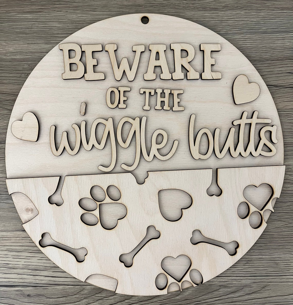 Beware of the Wiggle Butts Door Round Hanger, Handcrafted Wooden Sign ...