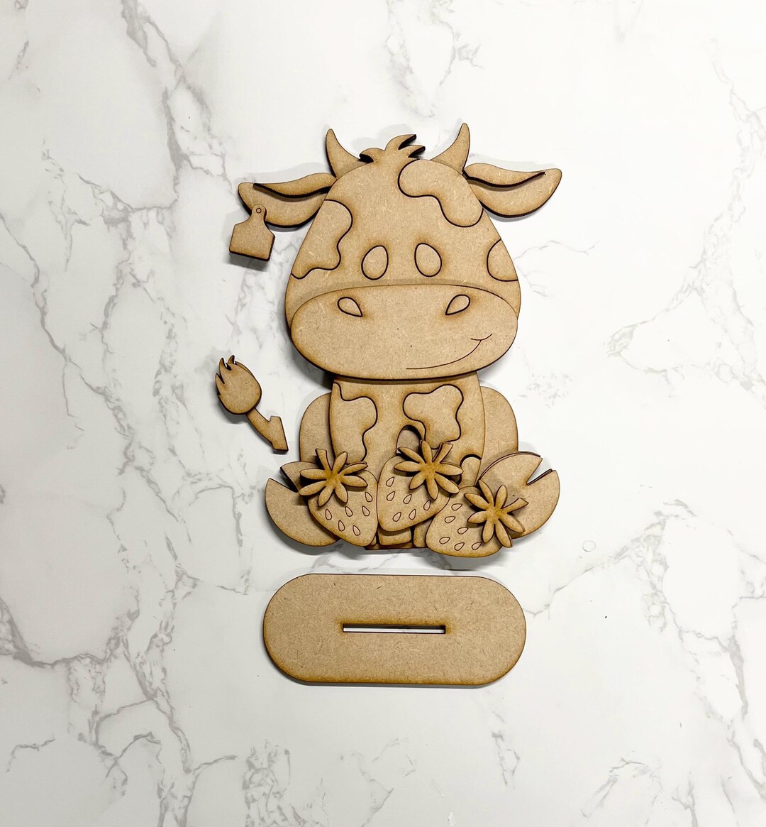 Spotted Cow Daisy Farm Standing Shelf Sitter - Rustic Farmhouse Decor ...