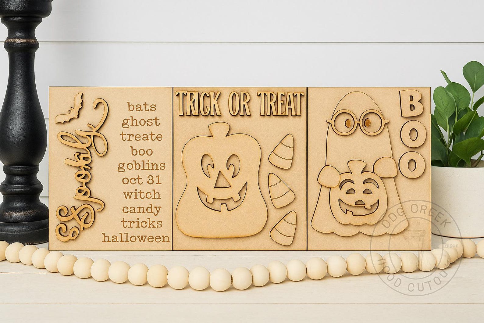 Halloween Trio Signs | Set of 3 Wooden Halloween Signs | Rustic Spooky ...