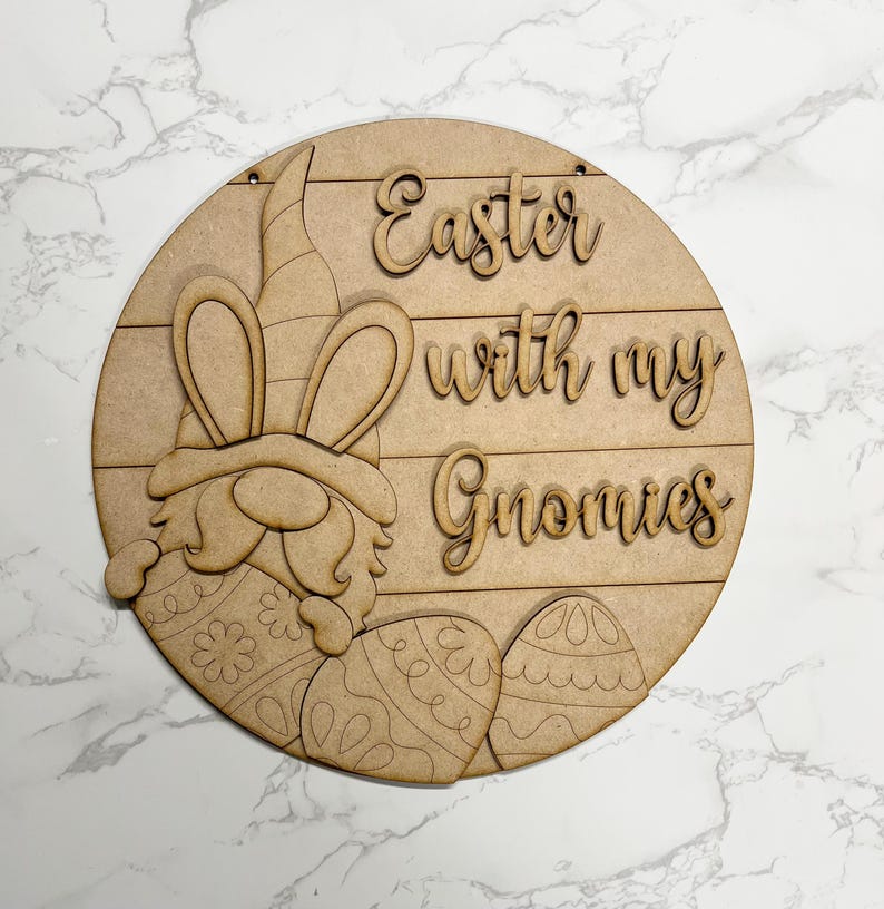 Gnome Easter Bunny Door Hanger – Cute Spring Door Decor, Handcrafted ...