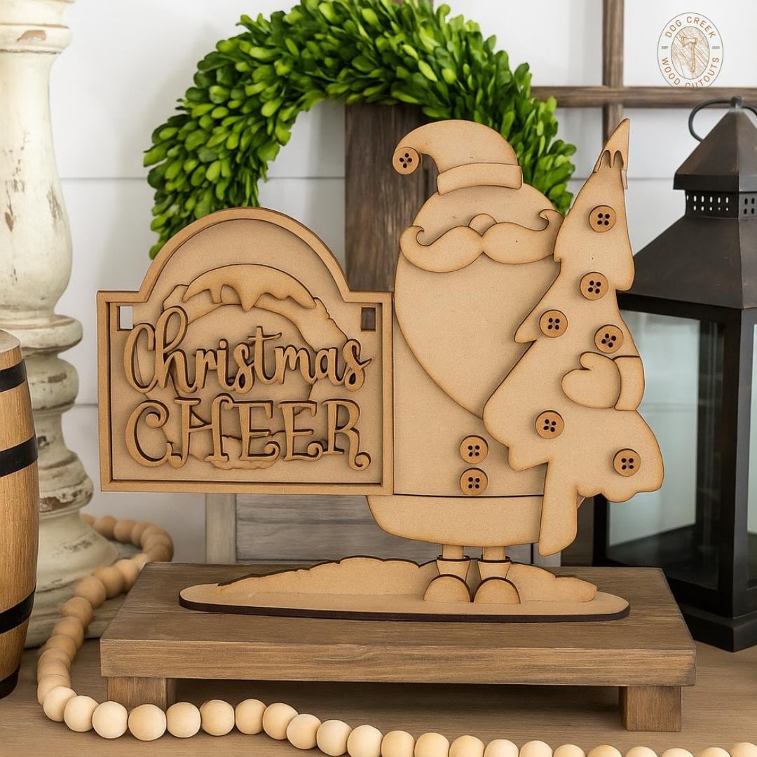 Interchangeable Mini Post Christmas Cheer Santa | Wooden Holiday Decor ...