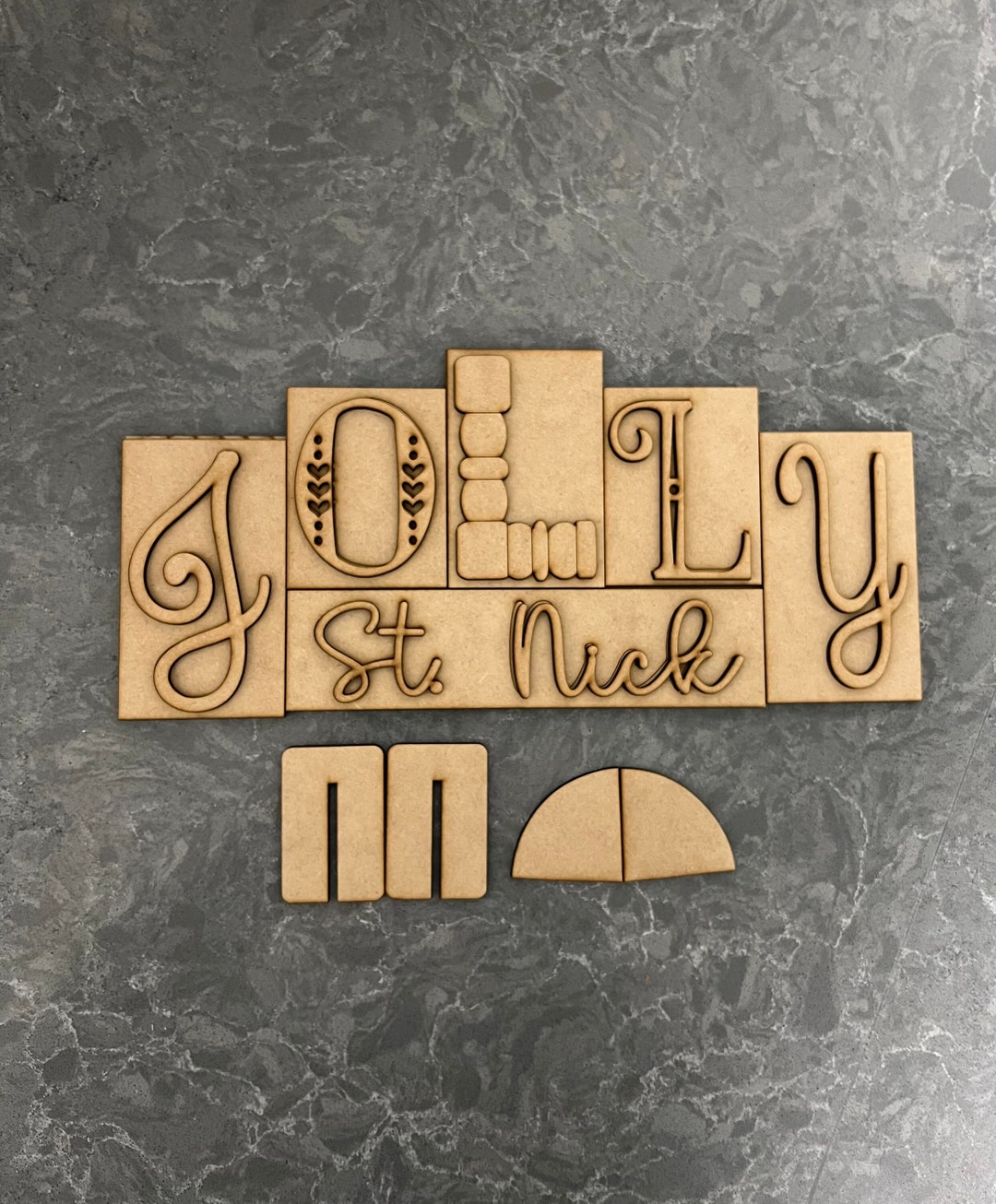 Jolly Word Block, Handcrafted Wooden Christmas Decor, Rustic Holiday ...