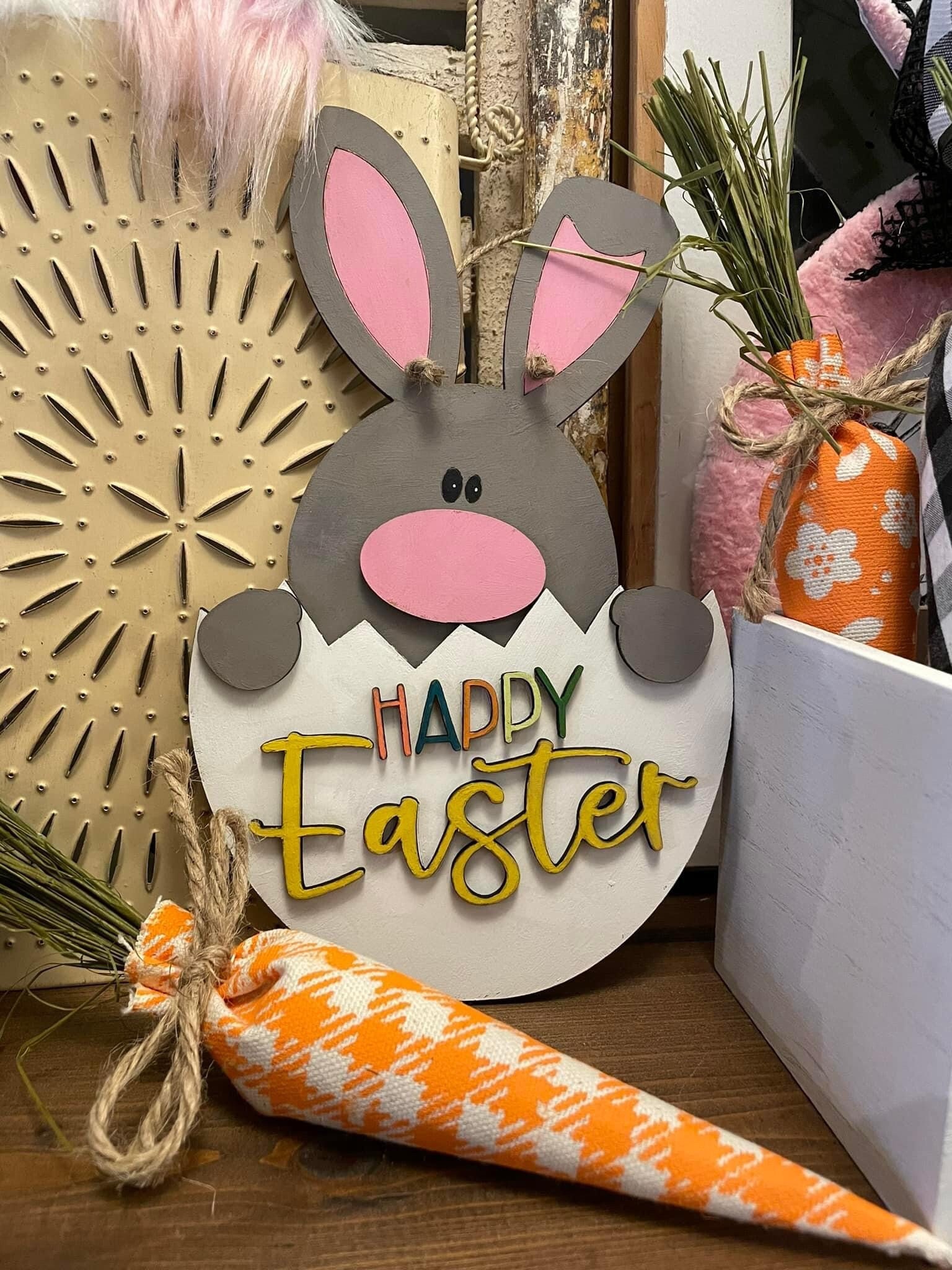 Easter Bunny Hanger Handcrafted Spring Decor - Etsy
