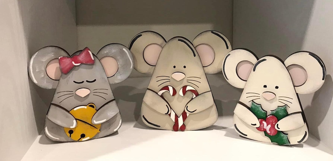 Mouse Trio Shelf Sitter | Whimsical Mouse Figurines | Handmade Animal ...