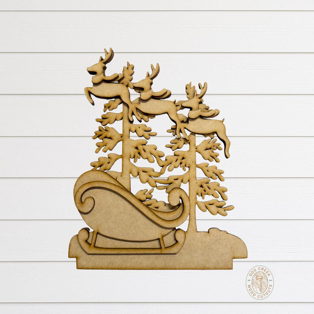 Interchangeable Reindeer Sleigh Shadow Box Insert | Christmas Window ...