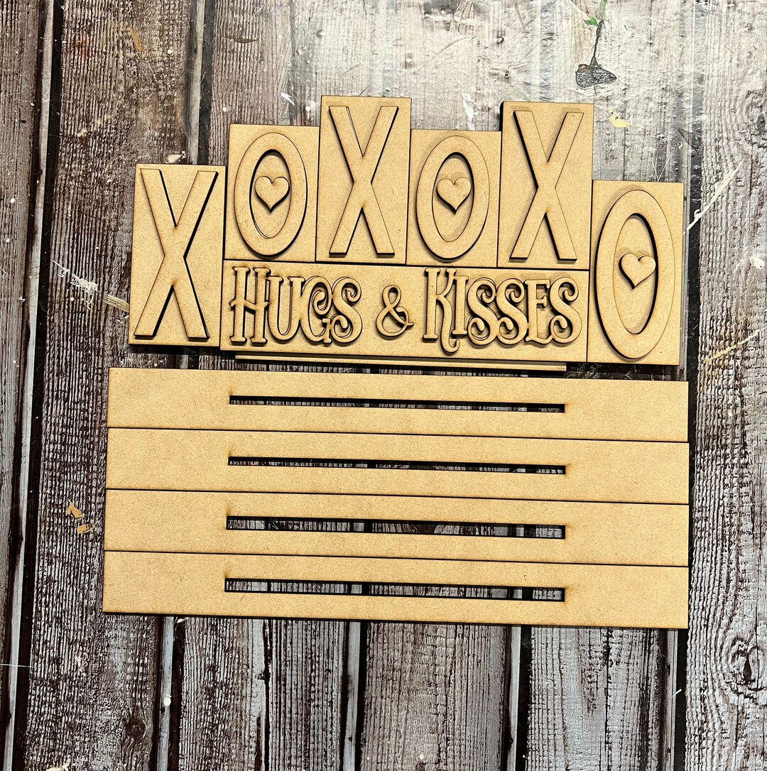 XOXOXO Hugs & Kisses- Valentine Mini Block Set- Handcrafted Romantic ...