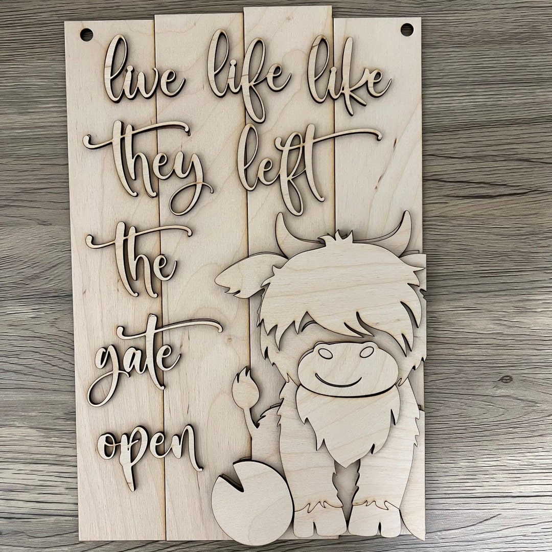 Highland Cow Shiplap Sign Rustic Farmhouse Wall Art With - Etsy