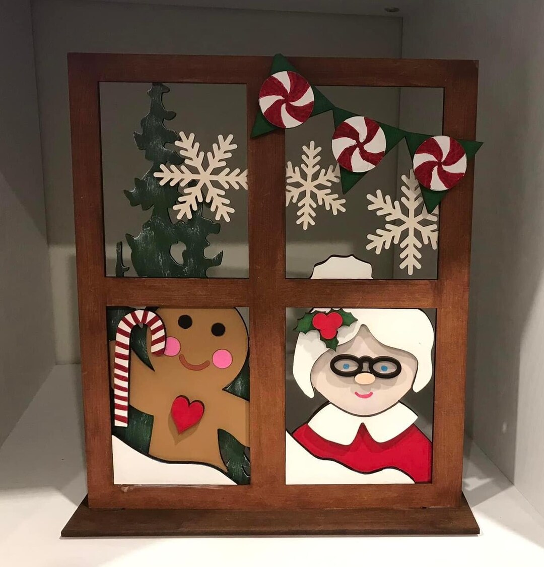 Window Mrs. Claus Gingerbread Shelf Sitter | Holiday Window Decor ...
