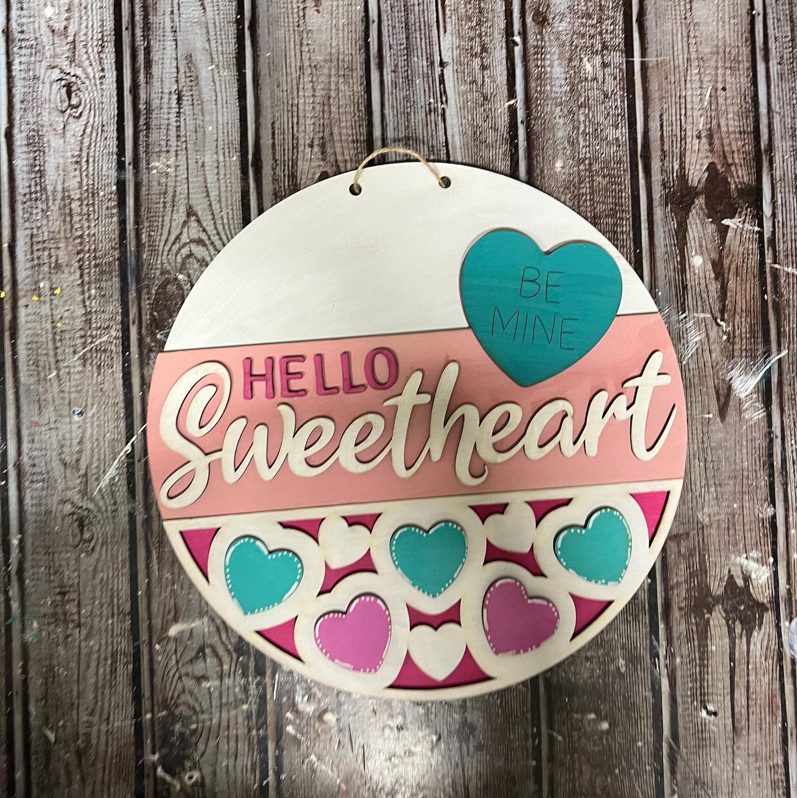 Hello Sweetheart Heart Door Round – Valentine's Day Decor, Personalized ...