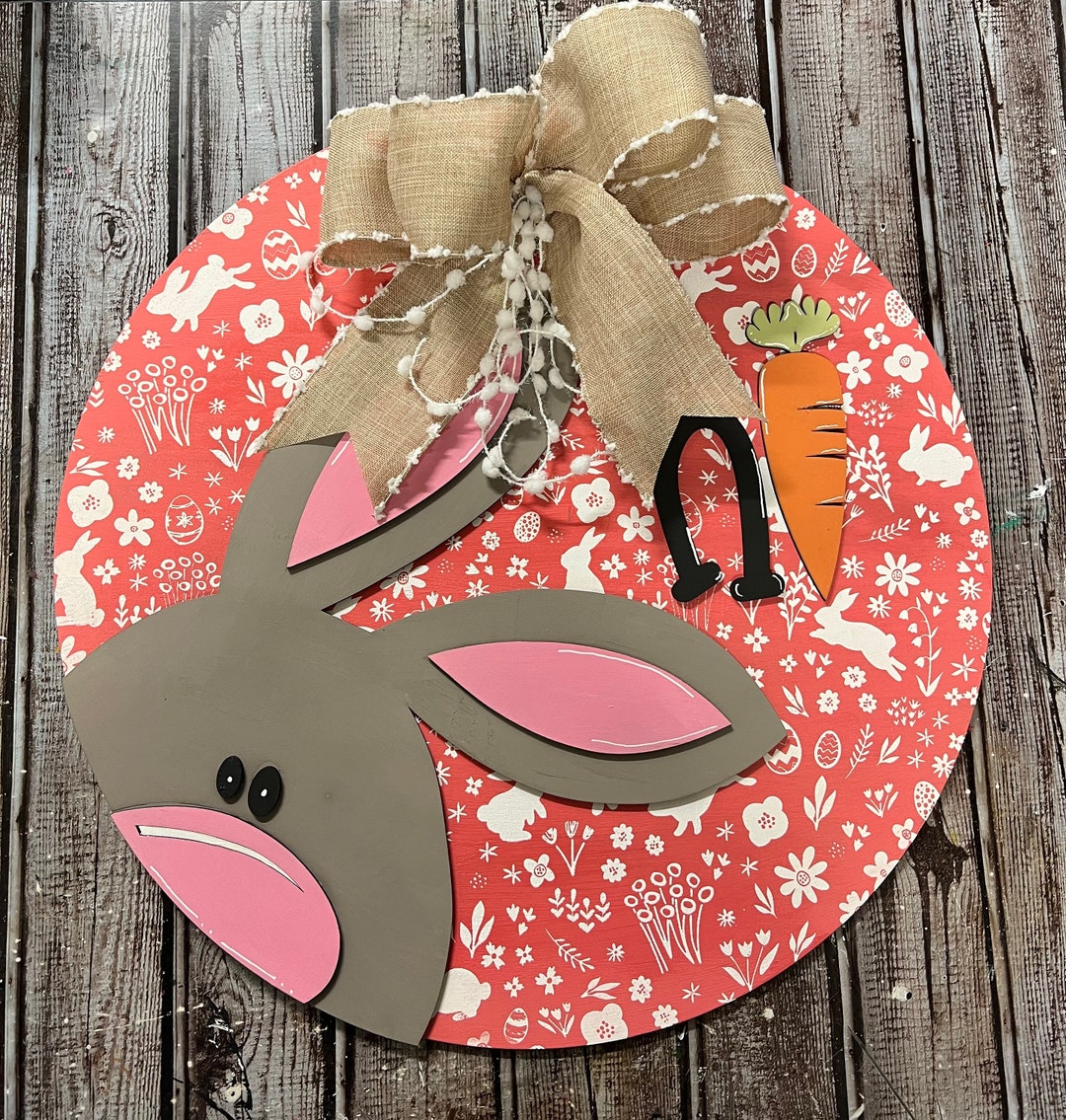 Bunny Hi Door Round- Charming Handcrafted Easter Decor,diy - Etsy