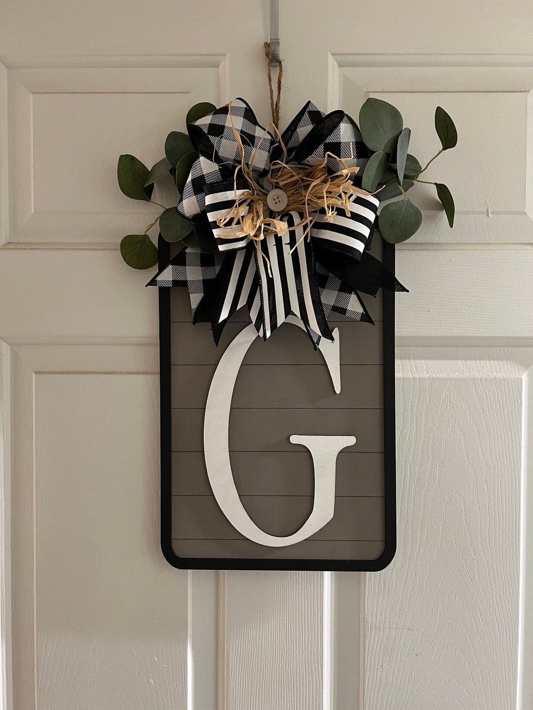 Custom Farmhouse Initial Tag - Rustic Personalized Door Decor ...