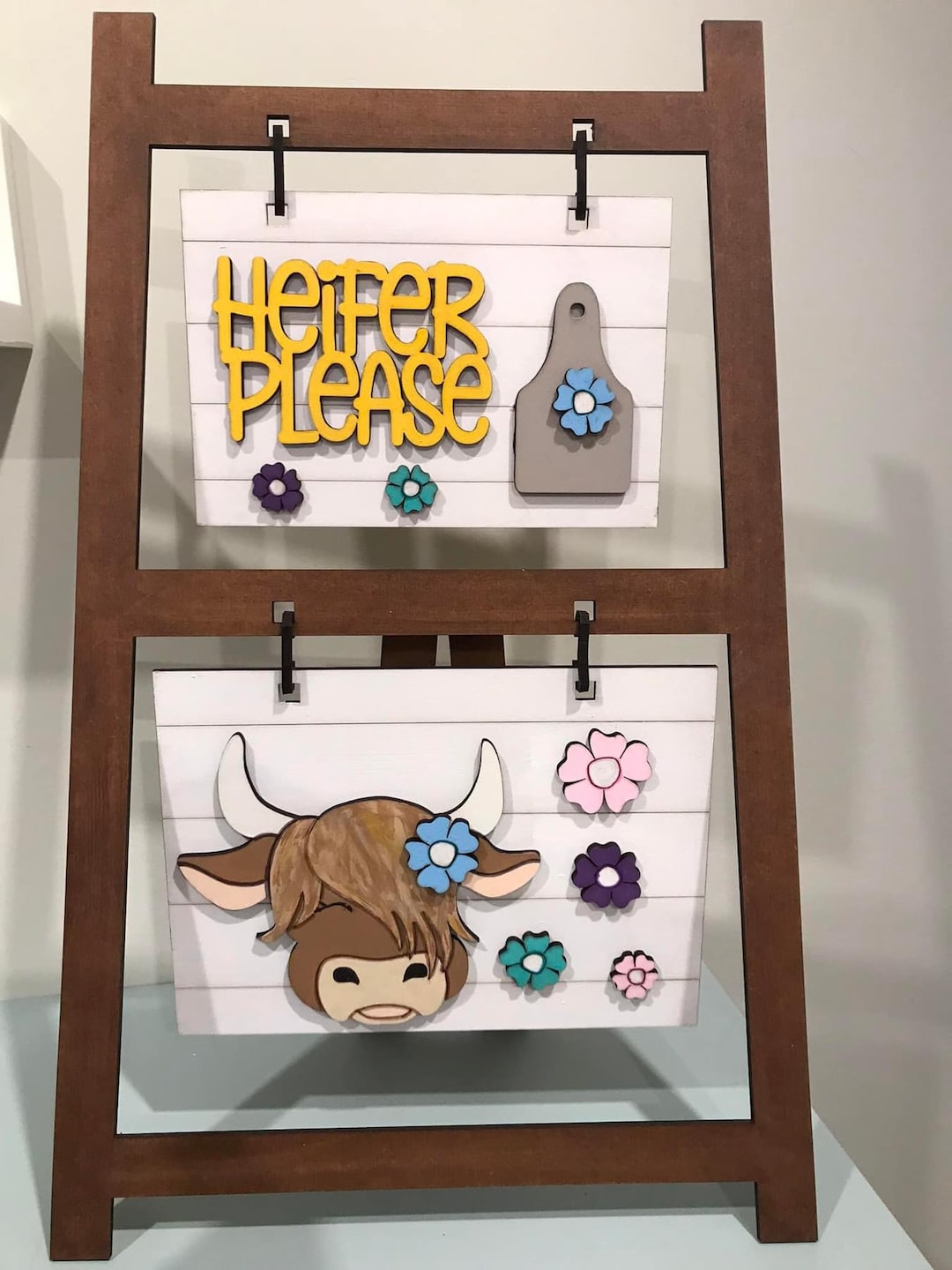 Highland Cow Ladder Add On, Handcrafted Rustic Decor - Etsy