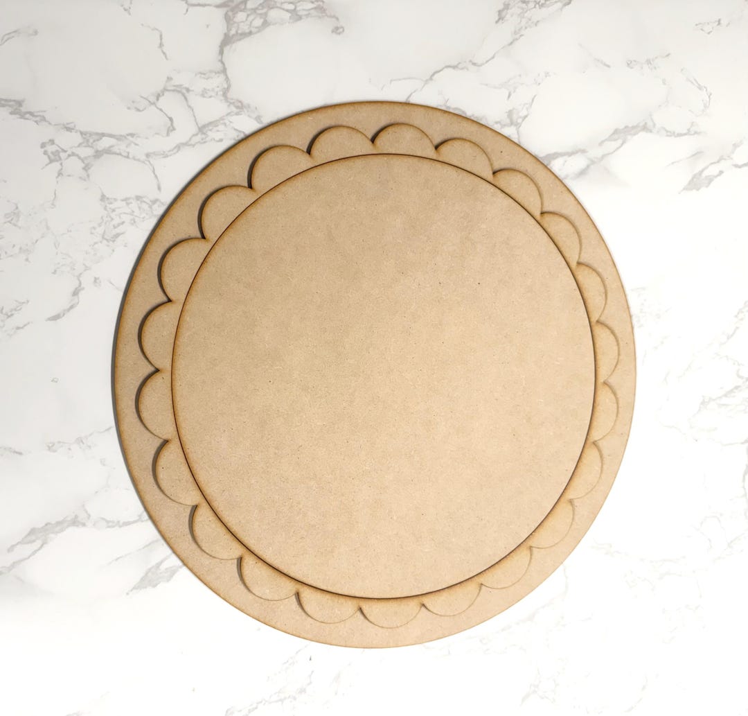 Interchangeable Scalloped Round Frame – Scallop Wood Backer – Farmhouse ...