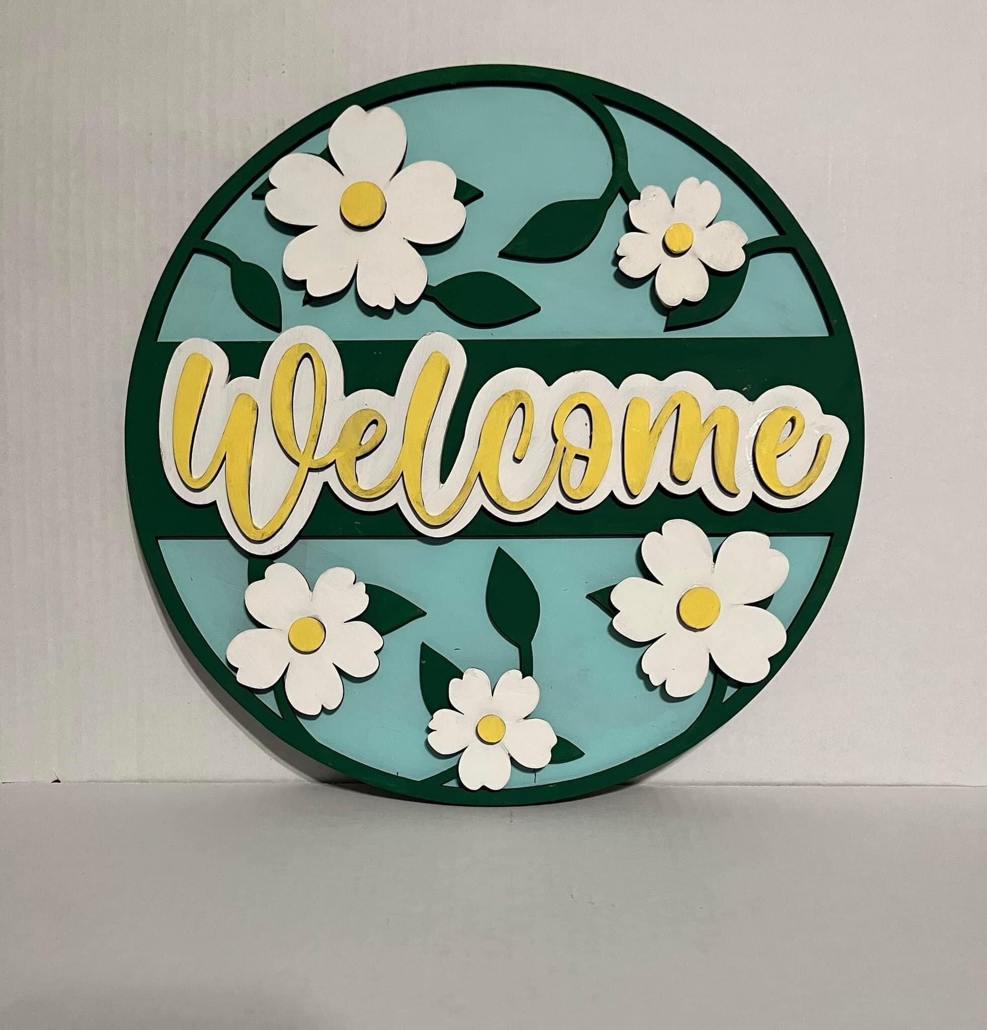 Daisy Welcome Sign- Handcrafted Floral Greeting for Your Home - Etsy