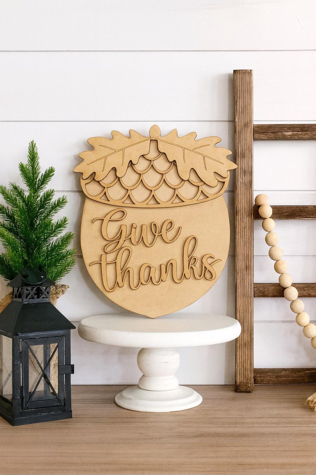 Give Thanks Acorn Wood Cutout – DIY Fall Craft Kit for Thanksgiving ...