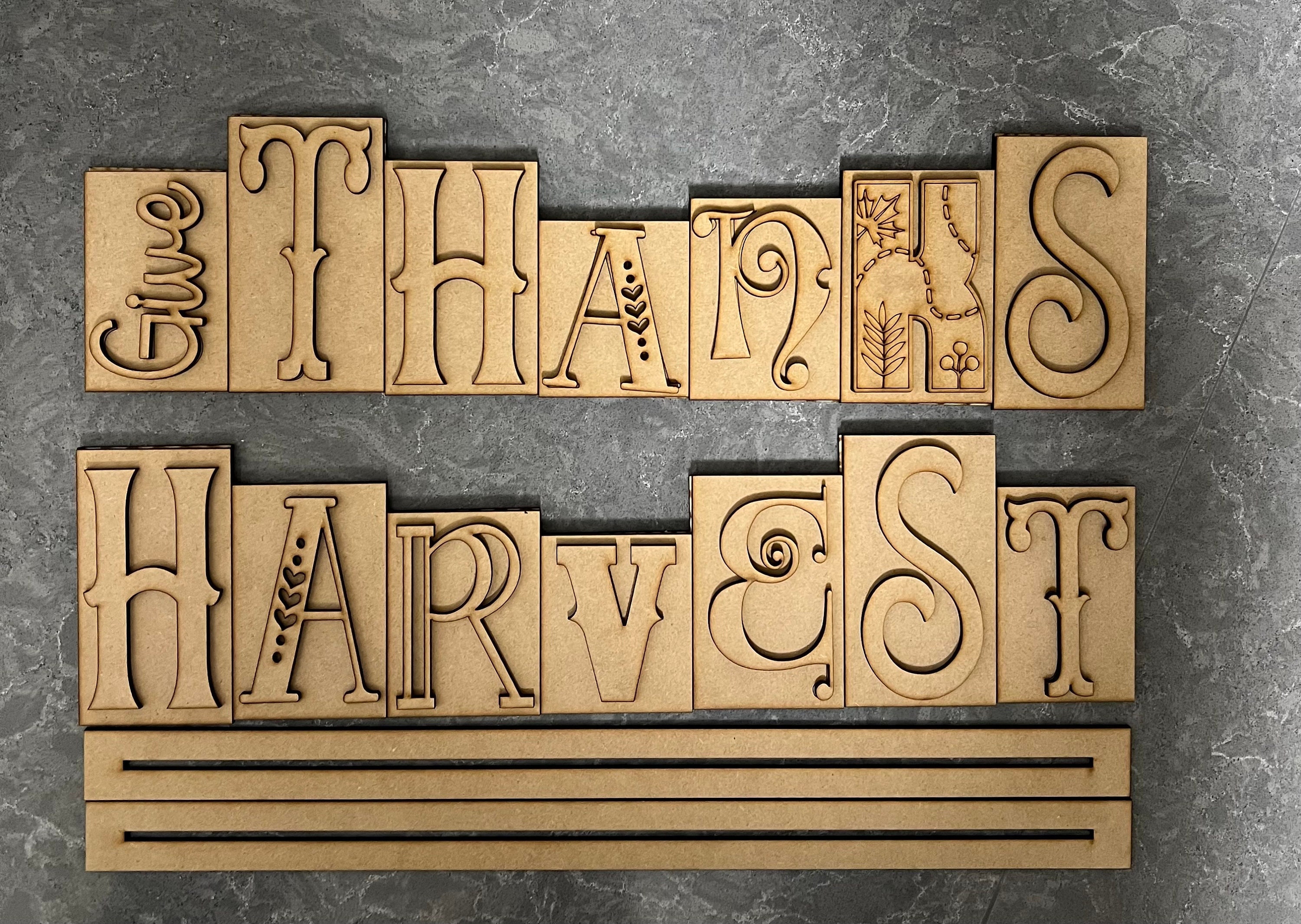 Double Sided Give Thanks/ Harvest Word Block Fall Decor DIY - Etsy