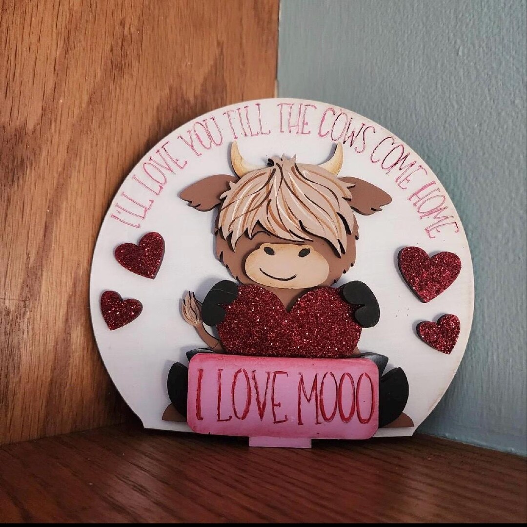 Interchangeable Highland Cow Valentine's Snow Globe | Customizable Snow ...