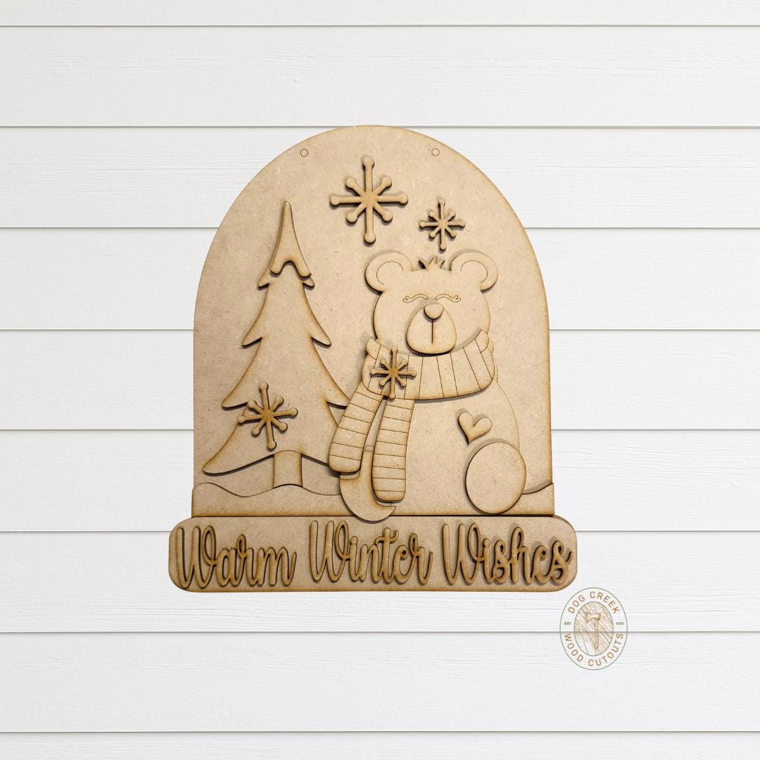 Polar Bear Snow Globe Door Hanger | DIY Paint Kit | Unfinished MDF Wood ...