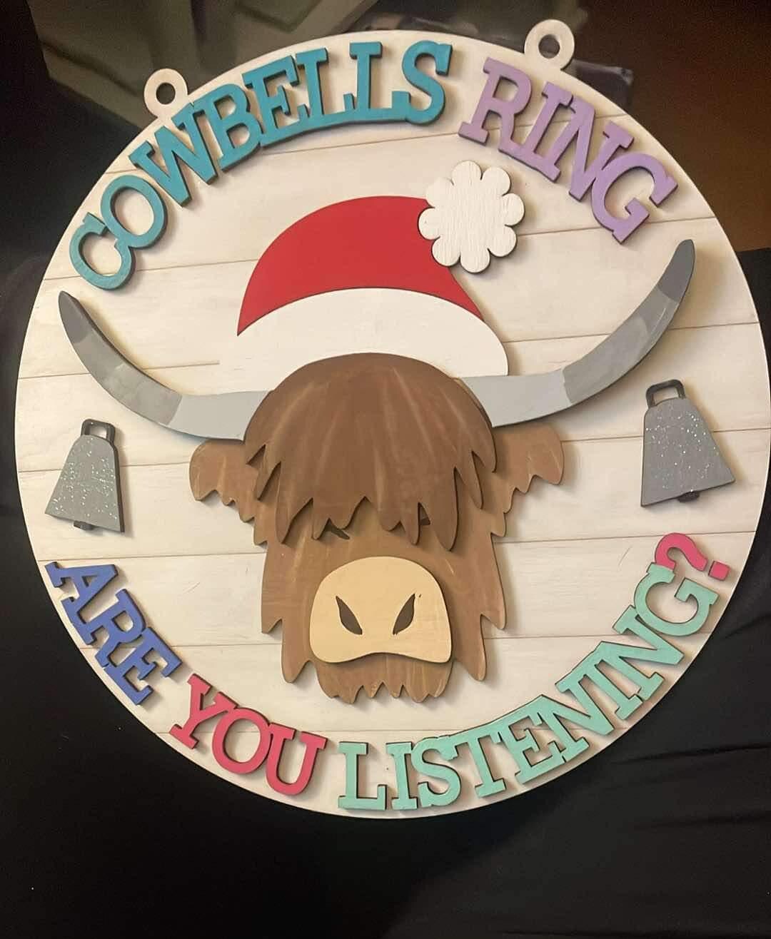 Cowbells Ring Door Sign – Farmhouse Entrance Decor, Bell Ringing Door ...