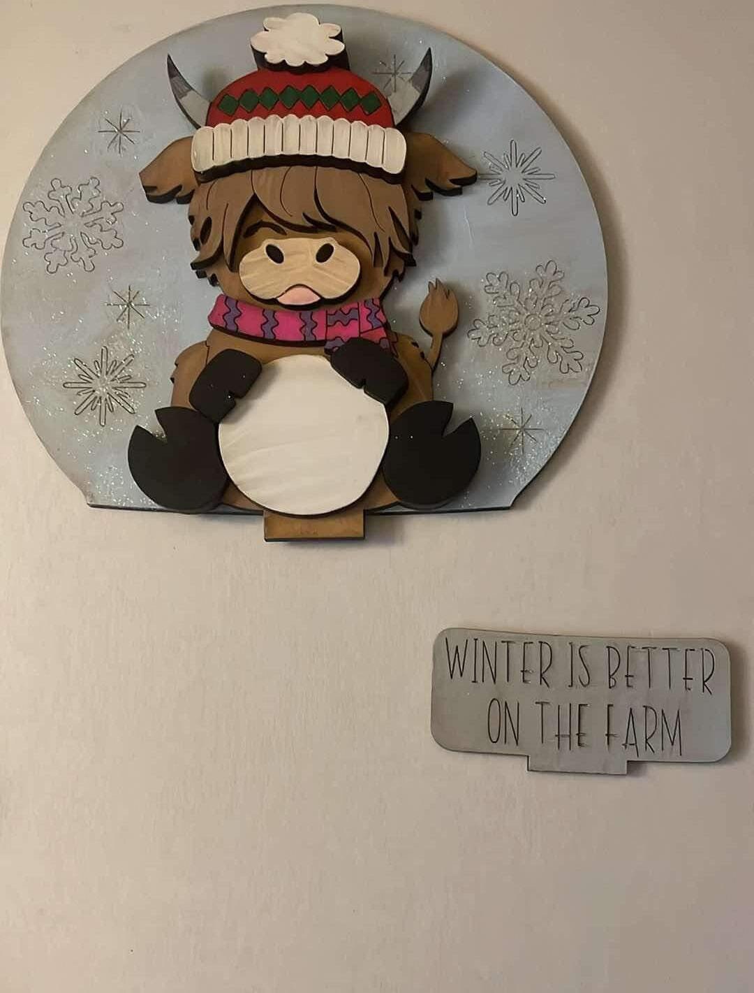 Interchangeable Winter Highland Cow Snow Globe | Unique Holiday Decor ...
