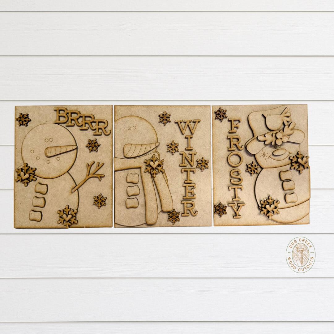Interchangeable Winter Snowman Trio Signs | DIY Paint Kit | Farmhouse ...