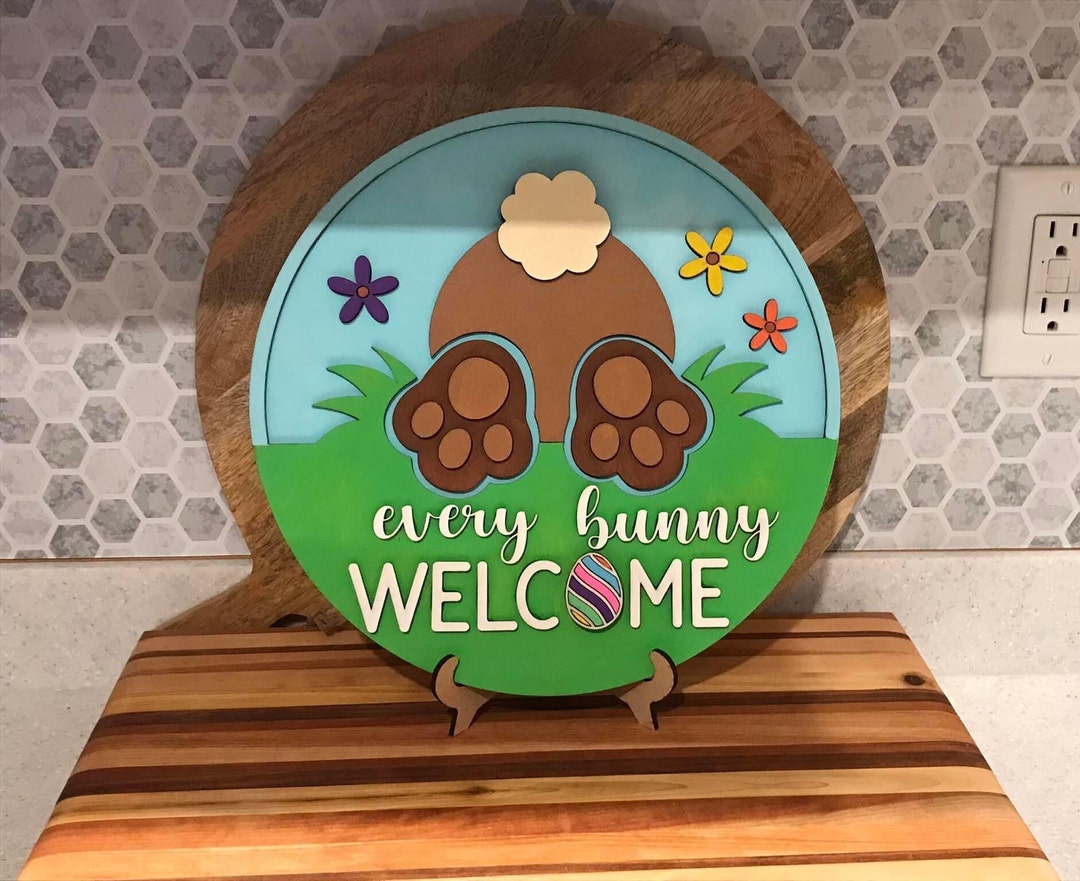 Every Bunny Welcome Sign- Handcrafted Charming Spring Decor - Etsy