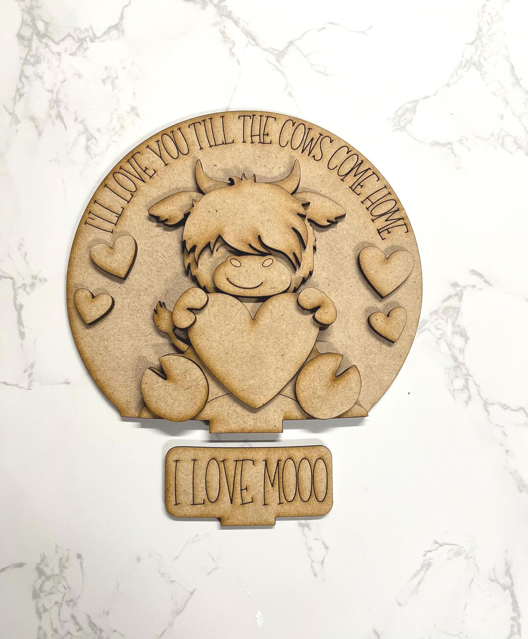Highland Cow Valentine Snow Globe | Interchangeable MDF Decoration - Etsy