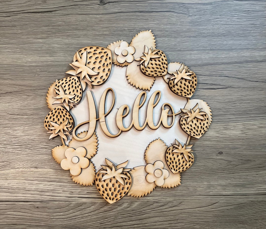 Strawberry Front Door Decor Strawberry Door Hanger Hello - Etsy