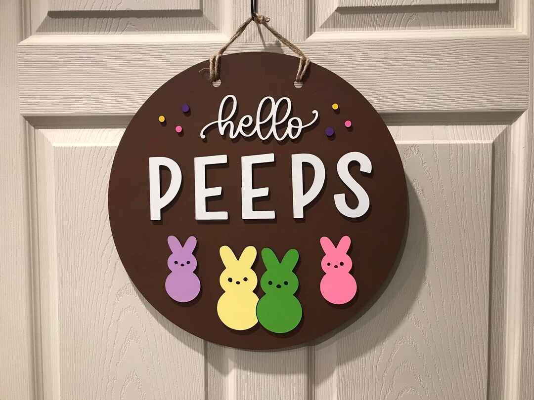 Hello Peeps Door Round- Charming Handcrafted Easter Decor,diy - Etsy