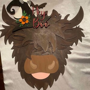 Interchangeable Highland Cow 'hey Boo' Door Insert | Farmhouse ...