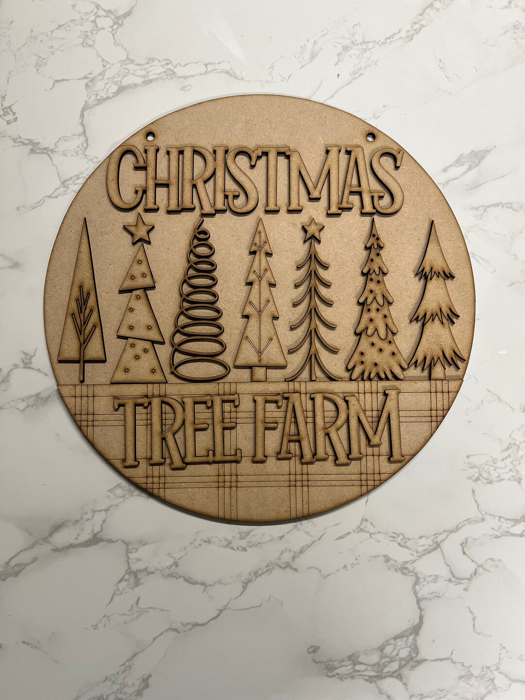 Farmhouse Christmas Tree Round Sign | Rustic Holiday Decor | Handmade ...