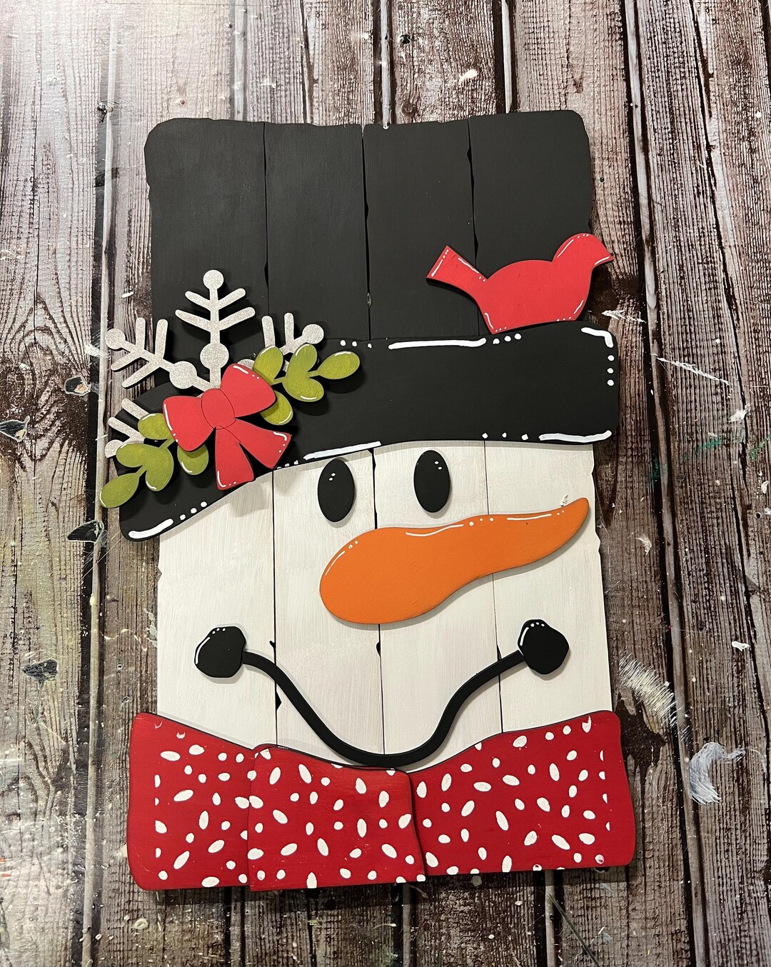 Wood Plank Snowman Decoration | Rustic Winter Snowman Sign | Handmade ...