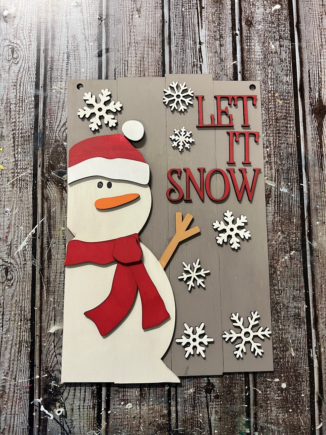 Let It Snowman Door Sign - Winter Holiday Decoration - Handcrafted ...