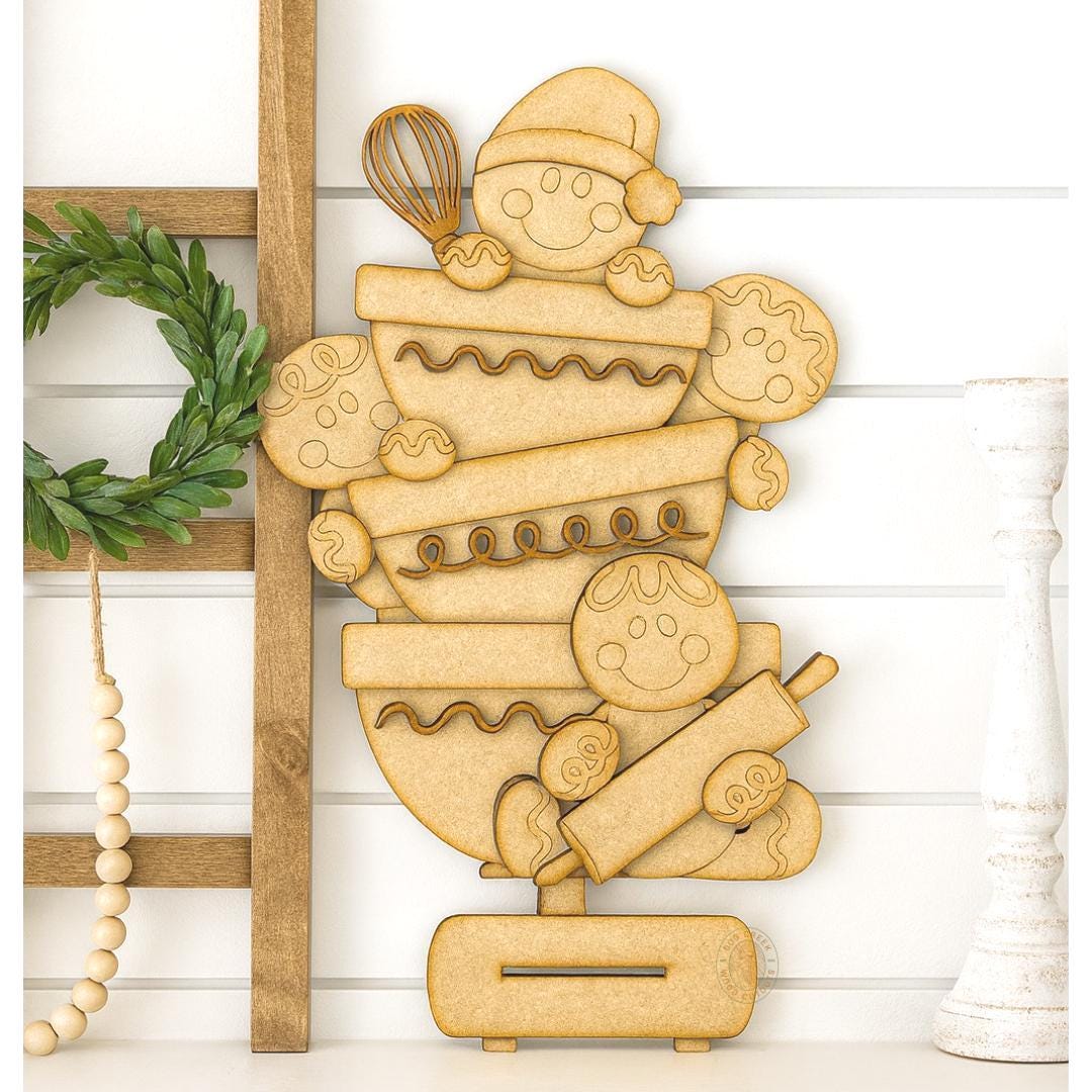 Gingerbread Men Stacking Bowls | DIY Christmas Wood Cutout Kit | Cute ...
