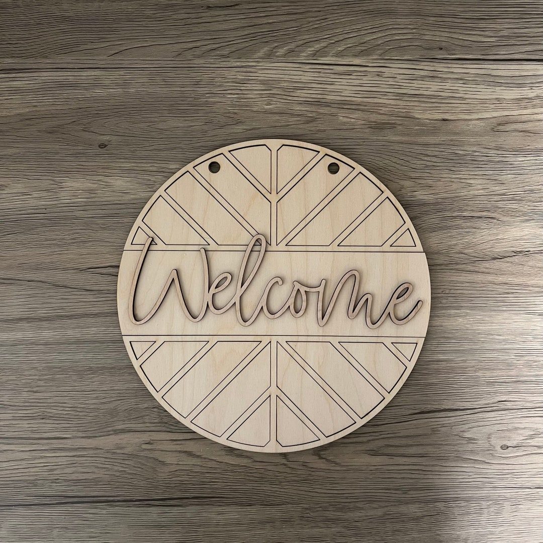 Welcome Chevron Round, Handcrafted Wooden Sign, Modern and Inviting ...