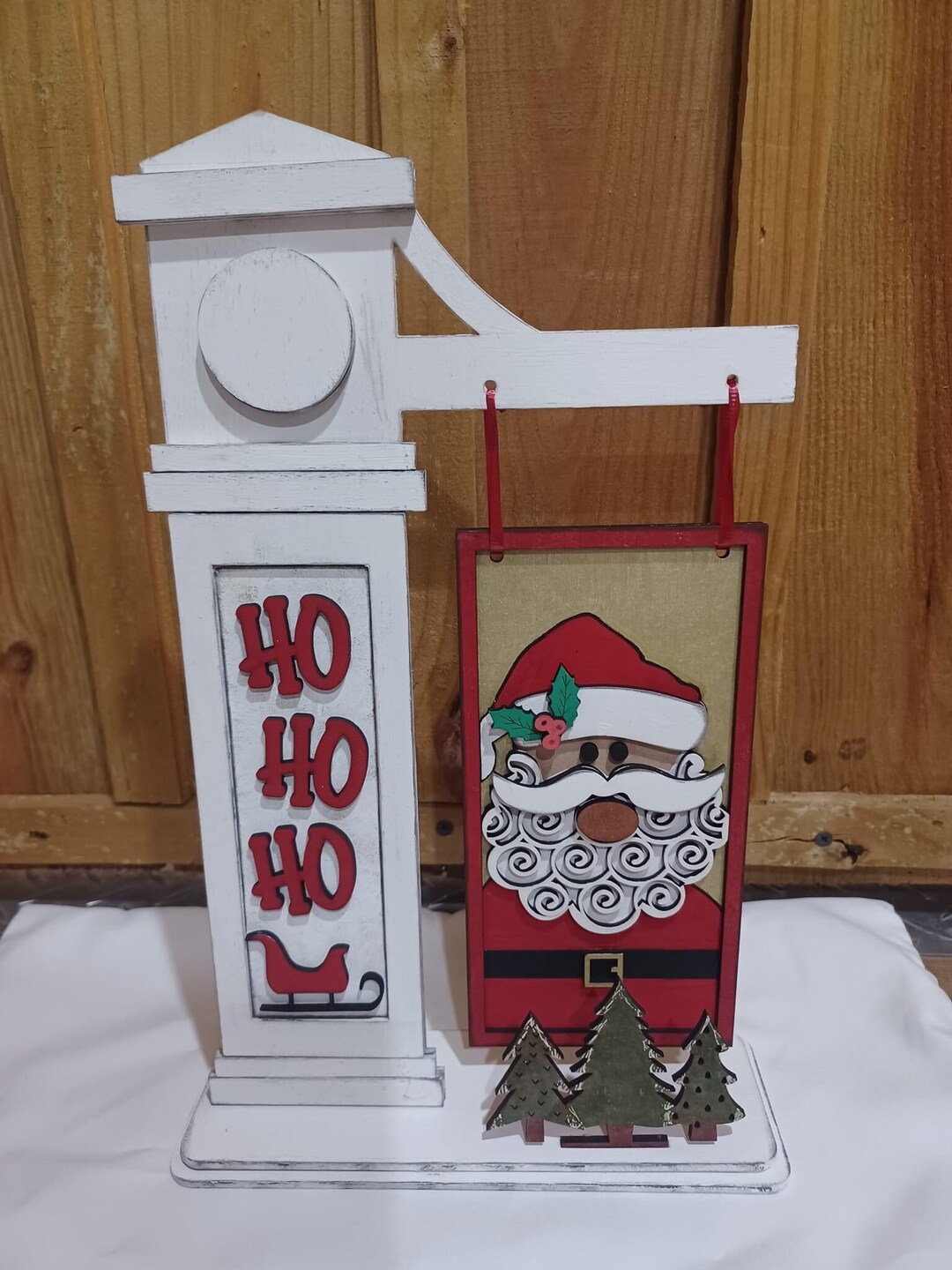 Interchangeable Santa Post Sign, Handcrafted Wooden Christmas Decor ...