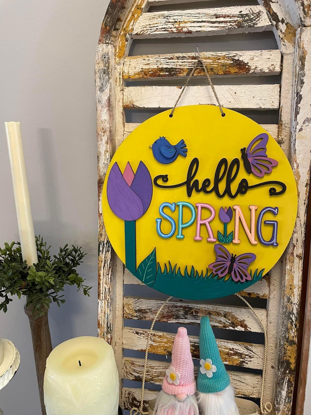 Hello Spring Round Door Hanger -handcrafted Seasonal Decor (TSM),DIY - Etsy