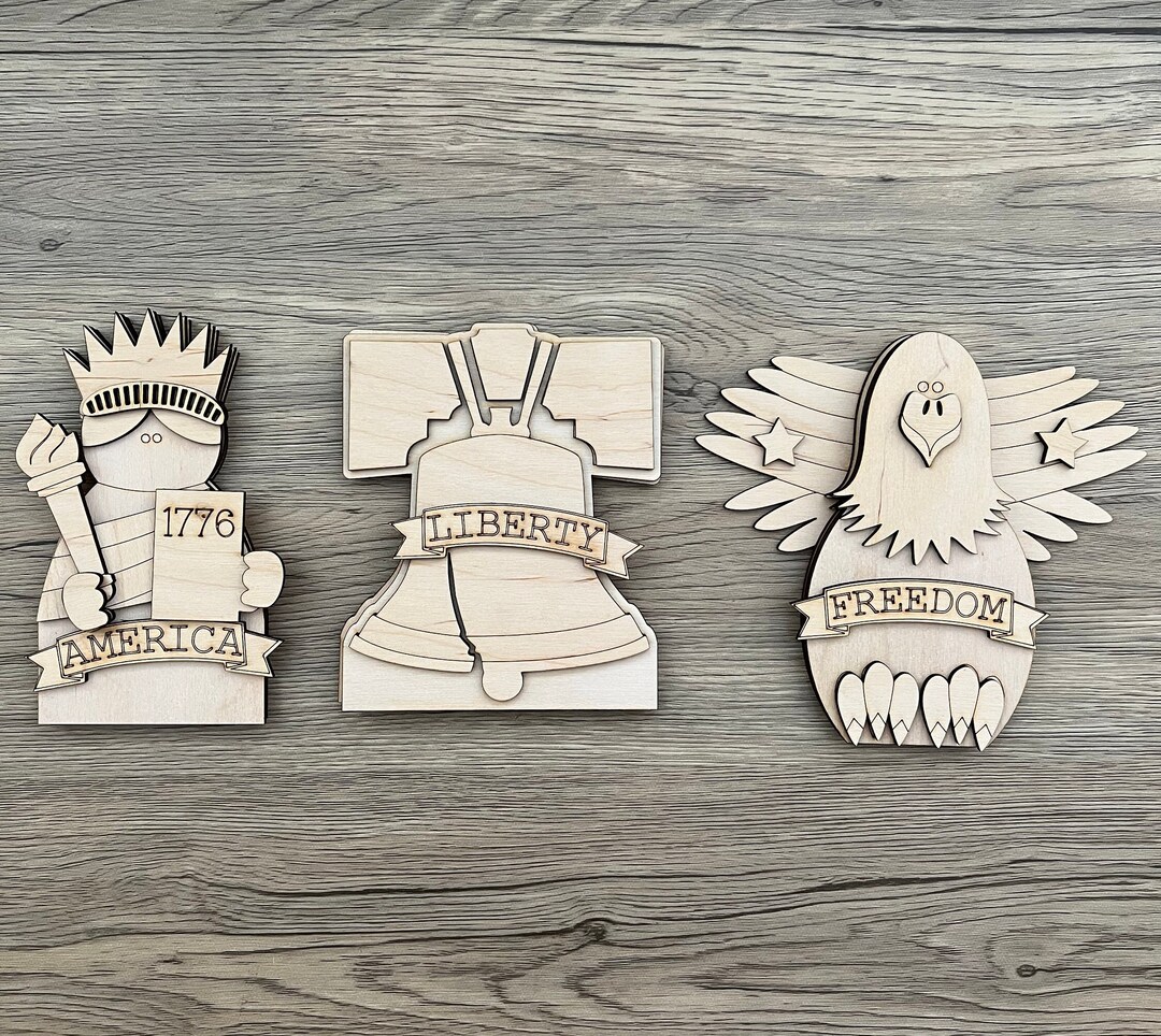 Patriotic Shelf Sitters, Handcrafted Wooden Americana Decor, Rustic Red ...