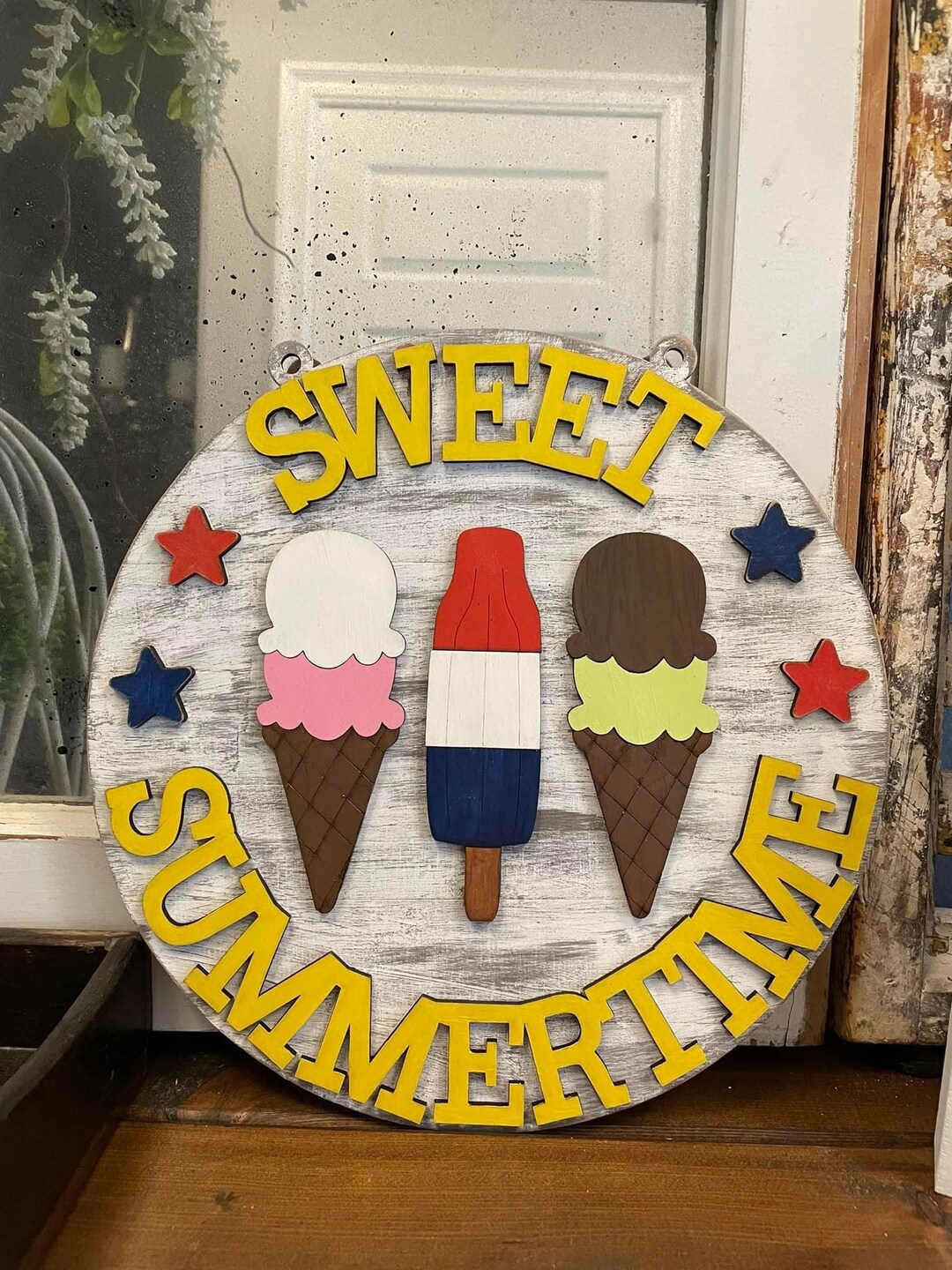 July Ice Cream Door Sign-welcome Door Sign - Etsy