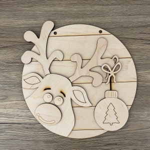 Rudolph Round Door Hanger, Reindeer Round, Christmas Decor, Silly ...