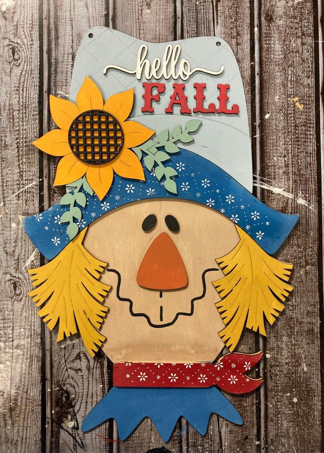 Scarecrow Door Hanger | Rustic Fall Decor | Harvest Season Front Door ...