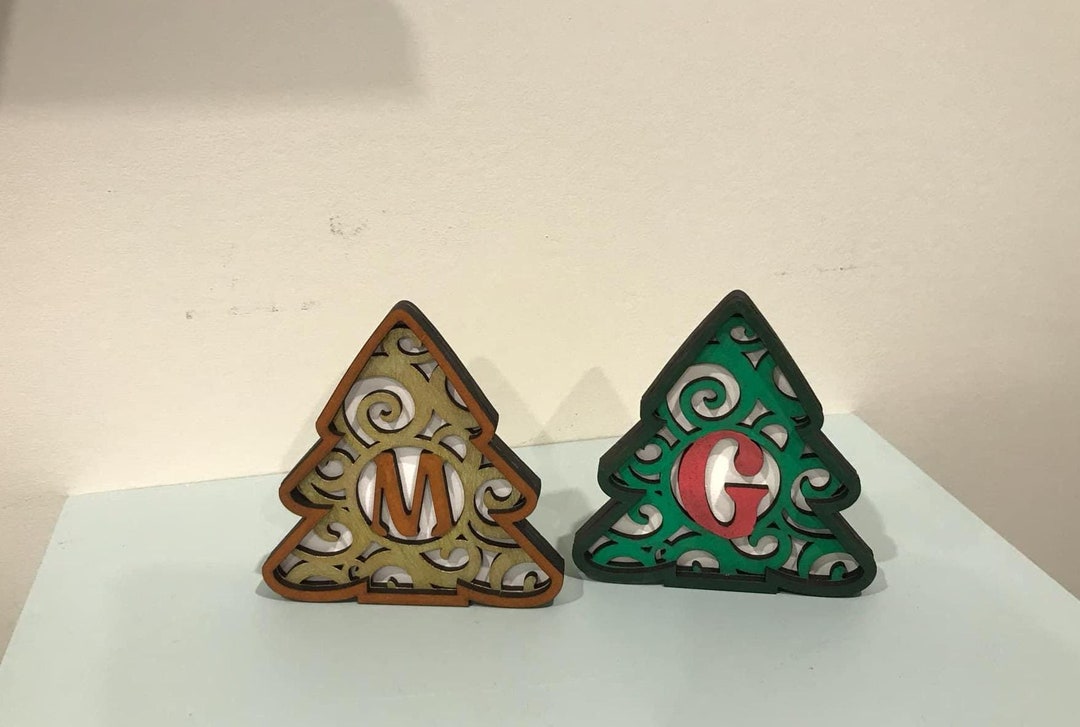 Monogram Tree Shelf Sitter - Personalized Wooden Christmas Decor ...