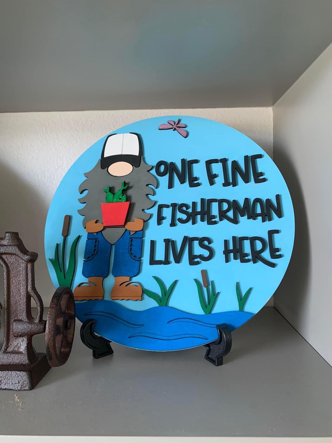 One Fine Fisherman Lives Here, Rustic Home Decor Sign for Fishing ...