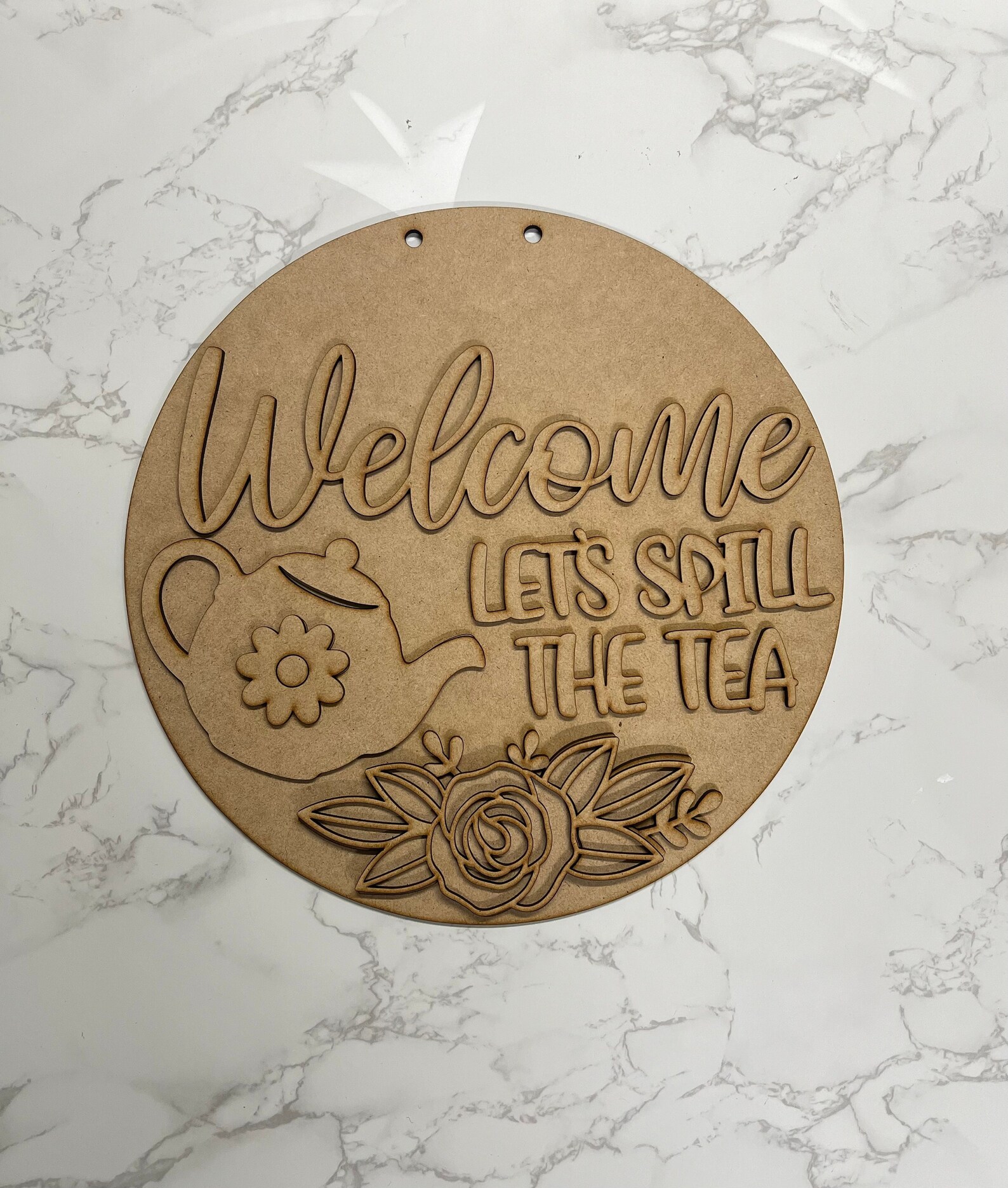 Welcome Spill the Tea Wall Art - Quirky Kitchen Decor - Handcrafted Tea ...