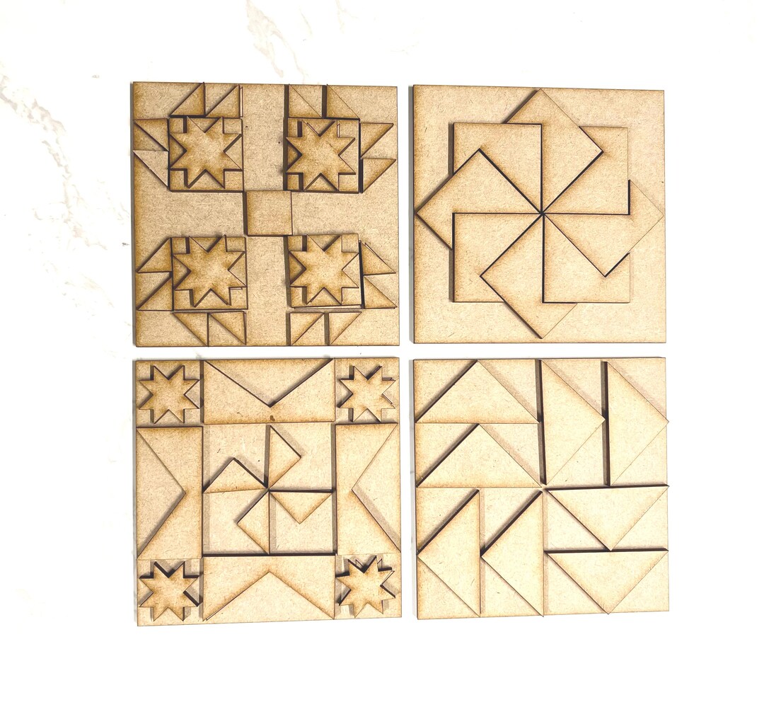 Barn Quilt Tiles – Mini Wooden Quilt Block Signs – Farmhouse Wall Decor ...