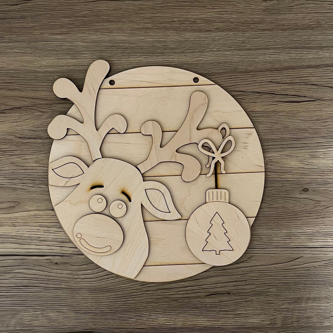 Rudolph Round Door Hanger, Reindeer Round, Christmas Decor, Silly ...
